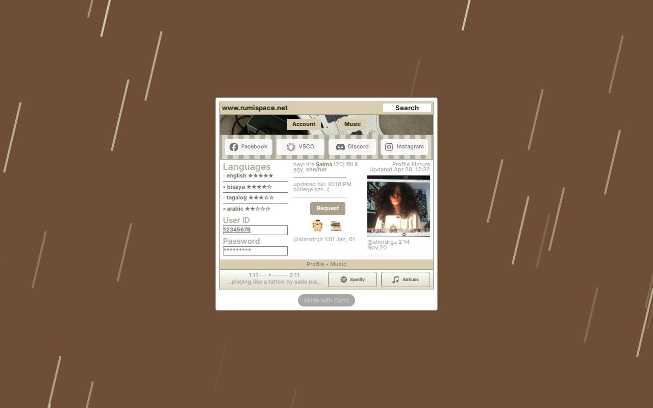 social profile myspace style